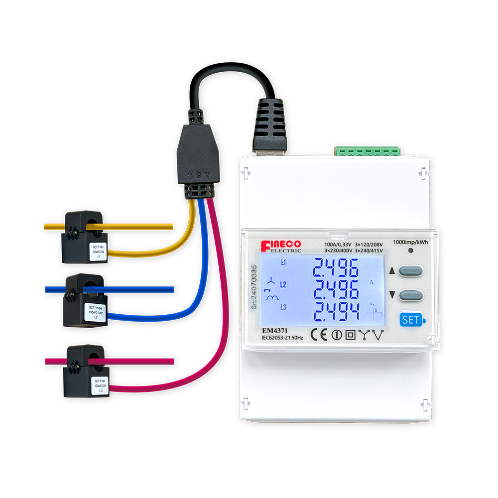EM4371 0.33V three phase ~333mV~RS485~S0~DO~Dual source tariff energy ...